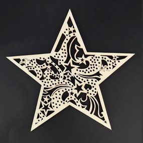 AMADEA Dřevěná ozdoba hvězda s ornamentem 19 cm