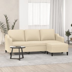 3místná pohovka s podnožkou krémová 180 cm textil 3201137