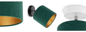 Stropní svítidlo MEDIOLAN, 1x tmavě zelené/zlaté textilní stínítko, bílá konstrukce - možnost polohování