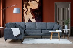 Designová rohová sedačka Wallis 300 cm tmavě šedá - levá
