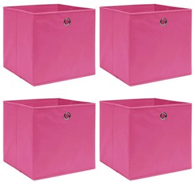 Úložné boxy 4 ks růžové 32 x 32 x 32 cm textil 288345