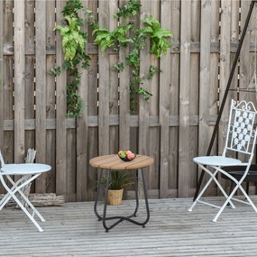 Zaoblený zahradní stůl Outsunny - Elegantní nábytek, stabilní s nastavitelnými nožkami, ideální pro zahradu, terasu a obývací pokoj, ocelový hnědý Ø4…