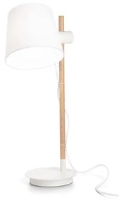 Ideal Lux 282091 AXEL stolní lampička 1xE27 bílá, dřevo Lampy a lampičky na noční stolek