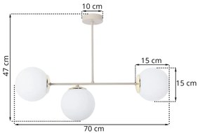 Stropní svítidlo Florence, 3x bílé skleněné stínítko, be/g