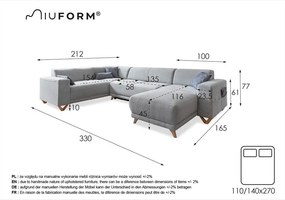 Antracitová rozkládací/s úložným prostorem rohová pohovka (levý roh/do "U") Classy Sophie – Miuform
