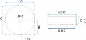 Rea Cristal, skleněné umyvadlo na desku 36x36 cm, čirá, REA-U9670
