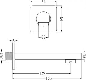 Mexen Cube DR02 podomítkový vanový a sprchový set s hlavovou sprchou 25x25 cm (7v1), grafitová, 77503DR0225-66