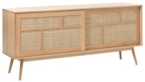 Nízká komoda v dekoru dubu s posuvnými dveřmi v přírodní barvě 180x80 cm Barrali – Unique Furniture