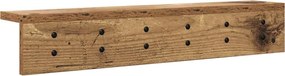 věšák, nástěnný, s poličkou, kompozitní dřevo, 10,5x60x10,5 cm, staré dřevo, Dekorino TK20260044