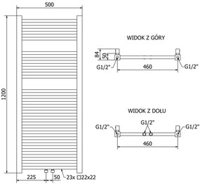 Mexen Pluton topné těleso 1200 x 500 mm, 487 W, zlatá lesklá, W106-1200-500-00-50