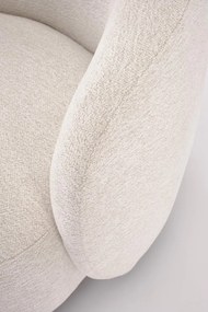 Designové křeslo BAKER — dřevo, látka, krémová