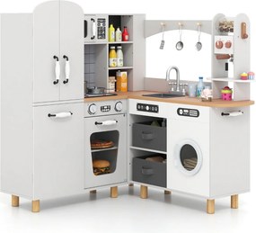 Costway Dětský koutek kuchyňka na hraní s dvoudveřovou lednicí a kávovarem