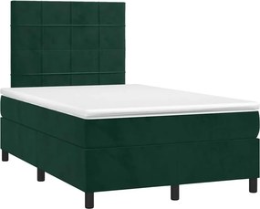 Box spring postel s matrací a LED tmavě zelená 120x190 cm samet 3270314