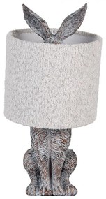 Hnědošedá stolní lampa králík s režným šedým stínidlem Konijn – 20x43 cm