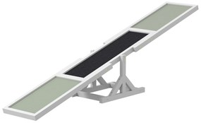 PawHut houpačka pro psy, dřevěná houpačka pro agility, protiskluzová rampa pro psy do 30 kg, pro rovnováhu, 180 x 30 x 30 cm Bílá