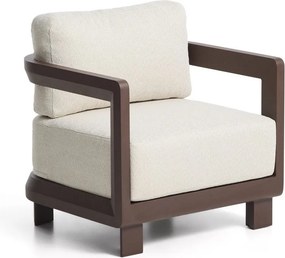 Hnědé/krémové polstrované zahradní křeslo Nerano – Kave Home
