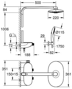 Grohe Rainshower® System SmartControl 360 DUO - sprchový systém s termostatem 26250000