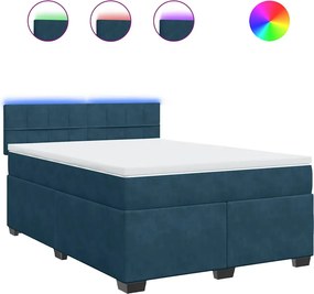Box spring postel s matrací modrá 140 x 200 cm samet 3288634