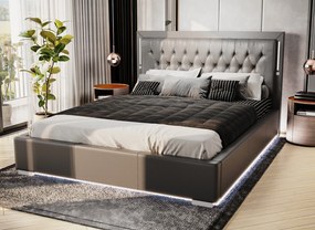 K&M postele Boxspring postel RELINA s úložným prostorem a LED a USB Velikost postele: 140 × 200 cm, Výběr matrace: Taštičková zónová matrace - měkká …