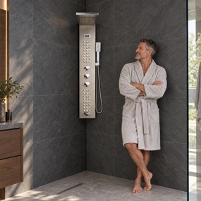 Termostatický sprchový panel EYN TP1912L, nástěnný i rohový, světle bronzový, s masážními tryskami — Nástěnná