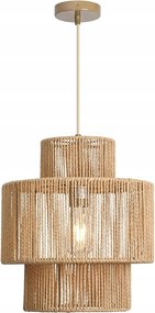 Závěsná Ratanová Lampa Boho Pletená E27 Max 60 CM Průměr 32 CM Hnědá