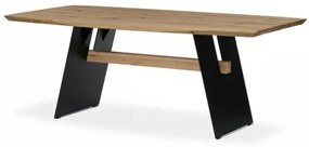 Jídelní stůl až pro 8 osob 200x100 masiv dub zkosená hrana kovová noha černý lak DS-M200 DUB