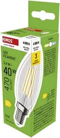 EMOS LED žárovka Filament Candle 3,4W E14 / Žárovka / náhrada za 40W /