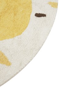 Kulatý bavlněný koberec ø 140 cm světle béžová/žlutá MAWAND Beliani