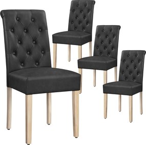 Sada 4 ks – Jídelní židle Yaheetech – tmavě šedá, 45,5 cm (šířka) × 62 cm (hloubka) × 98,5 cm (výška) (267482149218)
