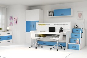 BMS Group Dětská multifunkční postel s přistýlkou a vysouvacím stolem MAX 1 200x80 modrá Modrá