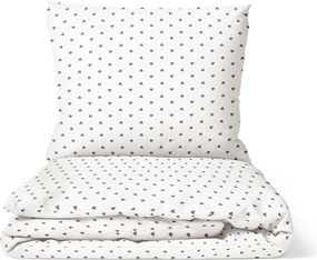 Mušelínové prodloužené povlečení Srdíčka - hnědé Velikost: 140 x 220 + 70 x 90
