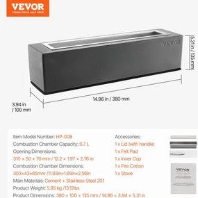 Stolní ohniště 38,1 cm betonový krb Vnitřní venkovní terasa