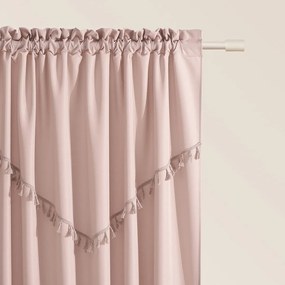 Room99 Hotový závěs na pásce s třásněmi Chloe Jednobarevný Barva: Růžová, Velikost: 140 x 250 cm