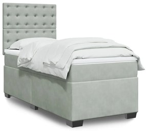 Box spring postel s matrací světle šedá 80 x 200 cm samet 3293074