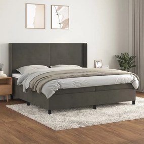 Box spring postel s matrací tmavě šedá 200x200 cm samet 3132580