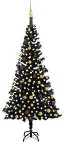 Umělý vánoční stromek s LED a sadou koulí černý 240 cm PVC,  3077506 HangarStore.cz