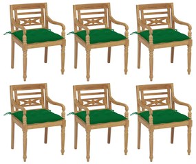 Židle Batavia s poduškami 6 ks masivní teakové dřevo,  3073342