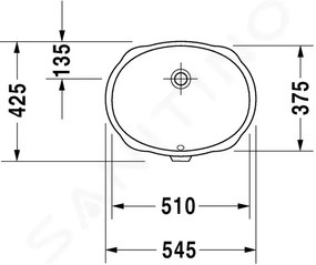 DURAVIT - Santosa Umyvadlo zápustné, 510x375 mm, s přepadem, bílá (0466510000)