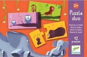 DJECO Puzzle Zvířecí maminky a mláďata / 12x2 dílků / od 3 let