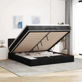 Osmanský rám postele s matrací černý 200x200cm textil 3312335