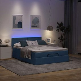 Osmanský rám postele s matrací modrá 140x200cm textil 3312235