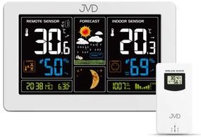 Bílá multifunkční barevná meteorologická stanice JVD RB3378