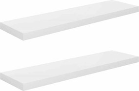 Plovoucí nástěnné police 2 ks lesklé bílé 90x23,5x3,8 cm MDF 323755