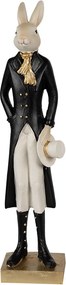 Dekorace králík elegán v černém fraku s kloboukem - 9*7*34 cm