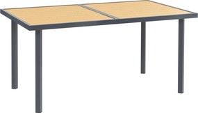 Jídelní stůl Outsunny pro 6 osob, zahradní stůl s obdélníkovým vrchem z oceli s dřevěným efektem, proti rezivění, pro terasu, 150 x 90 x 72 cm, příro…