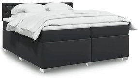Box spring postel s matrací černá 200x200 cm umělá kůže 3286136