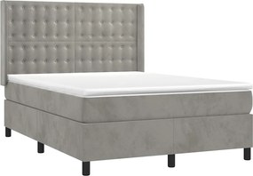 Box spring postel s matrací světle šedá 140x190 cm samet 3132915