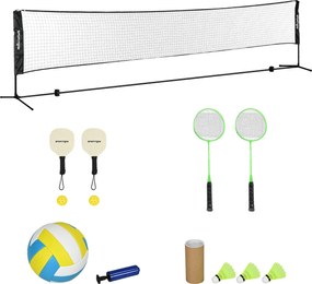SPORTNOW Kompletní souprava na badminton, pickleball a volejbal, 3 v 1, venkovní sportovní hry s nastavitelnou výškou sítě 107-155 cm | Aosom