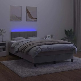 Box spring postel s matrací a LED světle šedá 120x190 cm samet 3270165