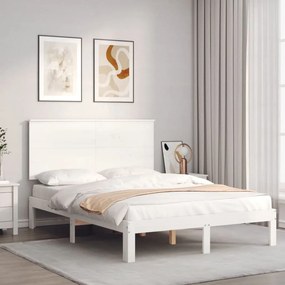 Rám postele s čelem bílý Double masivní dřevo,  3193637